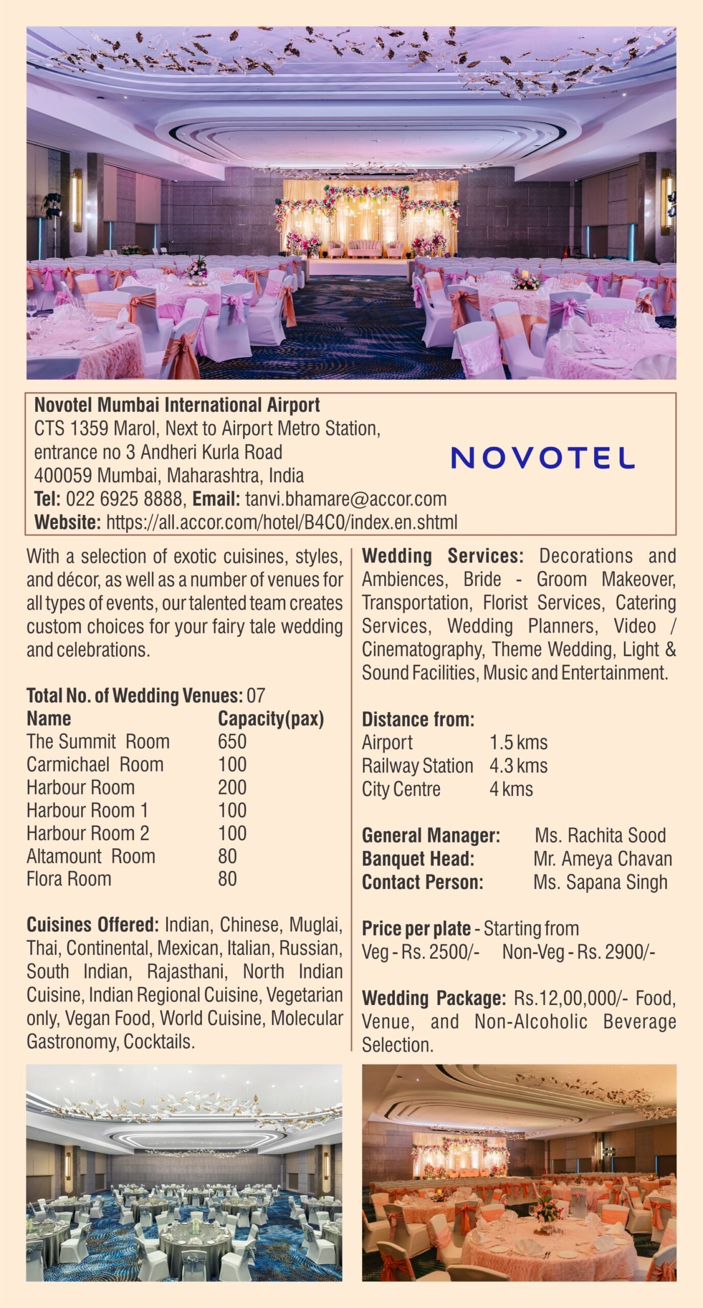Novotel Mumbai International Airport | Hotel Wedding Venue, India